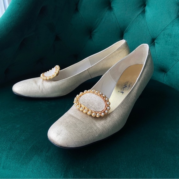 Vintage | Shoes | Vintage Joyce California Gold Heels | Poshmark